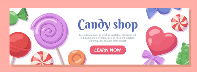 Banner with sweets and candies concept Royalty Free Vector
