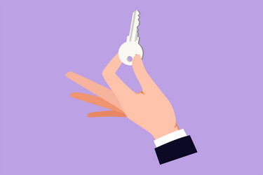 Cartoon flat style drawing hand hold a key Vector Image