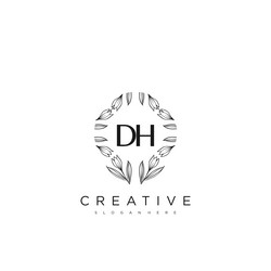 Dh initial letter flower logo template premium art