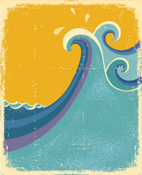 Sea waves poster Royalty Free Vector Image - VectorStock