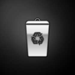 Silver recycle bin with symbol icon Royalty Free Vector