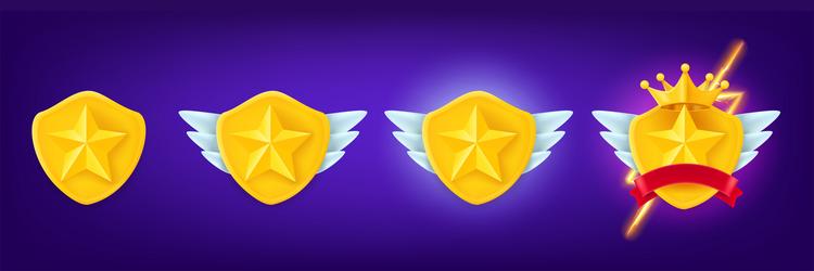 Golden rank emblems with numbers game achievement Vector Image