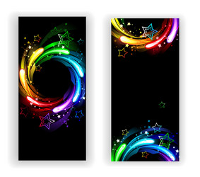 Two banners with abstract stars Royalty Free Vector Image