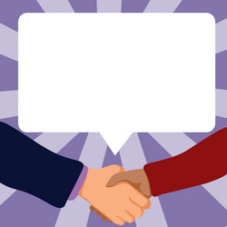 Handshake on bright colored background speech Vector Image