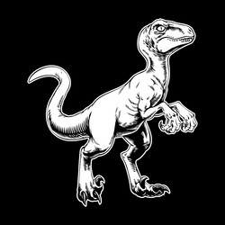 Roaring raptor in black and white Royalty Free Vector Image