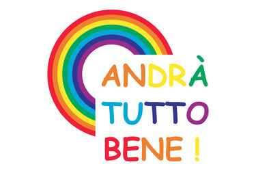 Rainbow and italian text italian slogan Royalty Free Vector