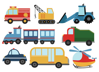 Set cartoon cars collection stylized Royalty Free Vector