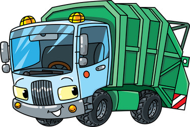 Garbage truck driver waving cartoon Royalty Free Vector