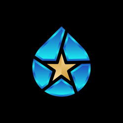 Star clean logo gold star icon with water drop Vector Image