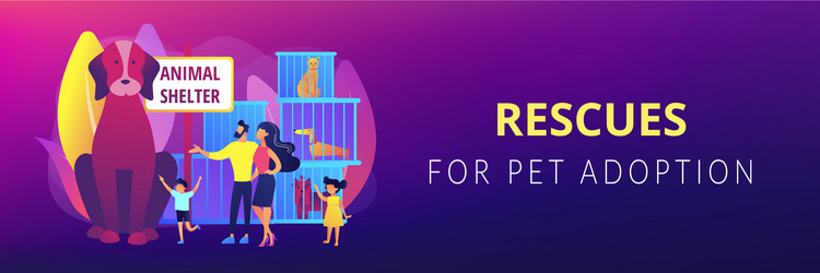 Animal shelter concept banner header Royalty Free Vector