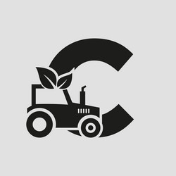Letter r agriculture logo concept with tractor Vector Image
