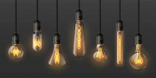 Edison light bulbs hanging vintage pendant copper Vector Image