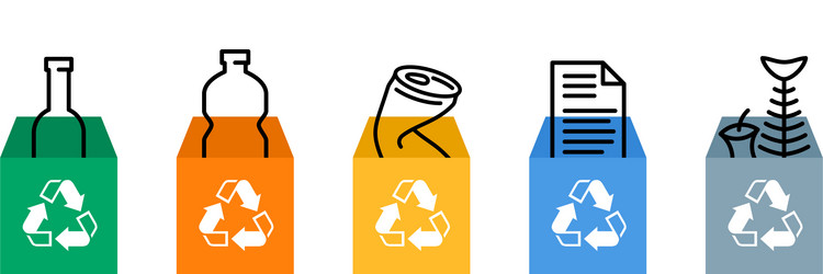Waste sorting - glass plastic metal paper org Vector Image