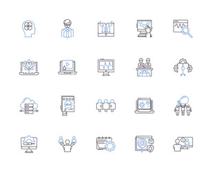 Digital customer experience outline icons Vector Image