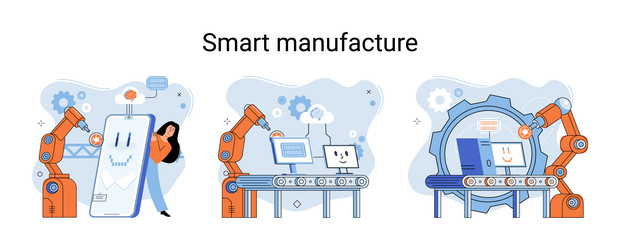 Smart manufacture metaphor with automated Vector Image