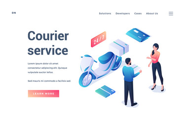 Banner with contemporary courier service Vector Image