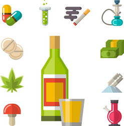 Pills in blister and bottle liquid drugs with Vector Image