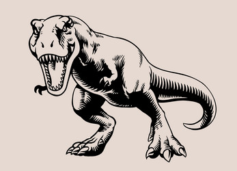 Roaring raptor in black and white Royalty Free Vector Image
