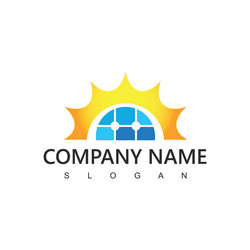 Solar cell logo renewable energy symbol using sun Vector Image
