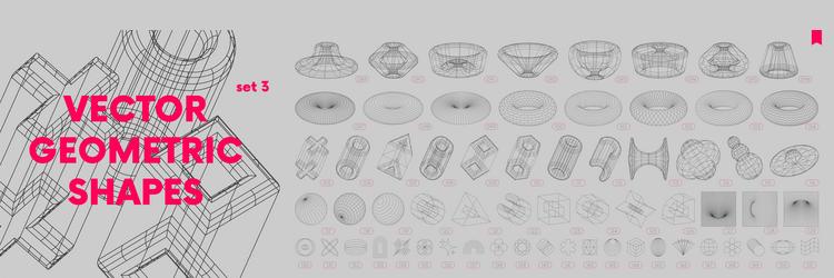 Collection of strange wireframes 3d geometric Vector Image
