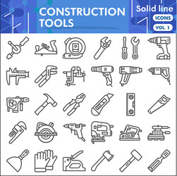 Construction tools line icon set building Vector Image