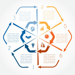 Line infographic six positions Royalty Free Vector Image