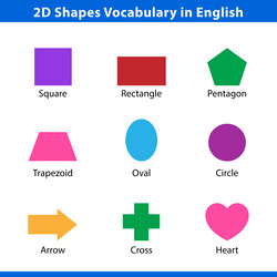 Set of 2d shapes vocabulary in english Royalty Free Vector