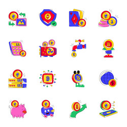 Bundle of btc flat stickers Royalty Free Vector Image