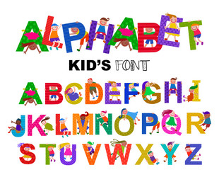Bendy kids uppercase alphabet letters Royalty Free Vector
