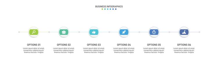 Horizontal progress bar featuring 6 arrow-shaped Vector Image