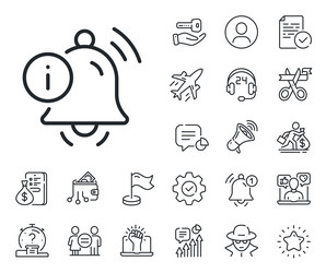 Information bell line icon alarm reminder info Vector Image