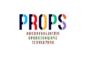 Multi - color font alphabet with overlay effect Vector Image