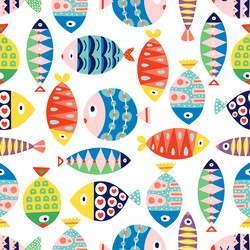 Cute colorful fish kids background sea motif Vector Image