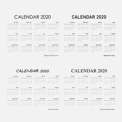 Calendar grid 2020 2021 and 2022 yearly calendars Vector Image