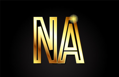 Combination letter na n a gold golden alphabet Vector Image
