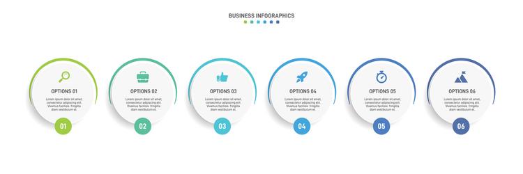 Horizontal progress bar featuring 6 arrow-shaped Vector Image