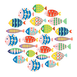 Cute fish card Royalty Free Vector Image - VectorStock