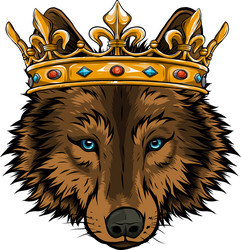 Monochromatic of king wolf on white Royalty Free Vector
