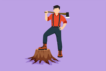 Cartoon flat style drawing smiling lumberjack Vector Image