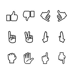Hand sign pack line style Royalty Free Vector Image