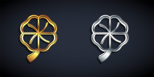 Gold and silver four leaf clover icon isolated Vector Image