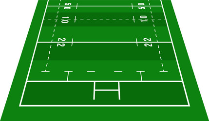 Perspective green rugby field view from front Vector Image