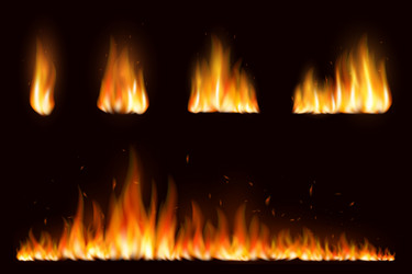 Campfire flame flat red hot fire burn shape Vector Image