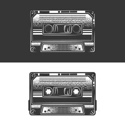 An old audio cassette on a retro background Vector Image