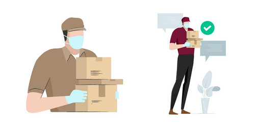 Delivery man with boxes Royalty Free Vector Image