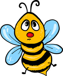 Scared fat little bee on white background Vector Image