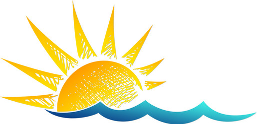 Drawing of sun and sea Royalty Free Vector Image