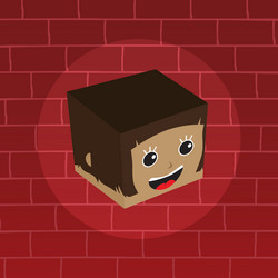 Male isometric block cartoon head Royalty Free Vector Image