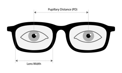 Horizontal lens decentration pupillary distance Vector Image