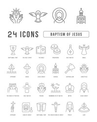 Set of simple icons baptism jesus Royalty Free Vector Image